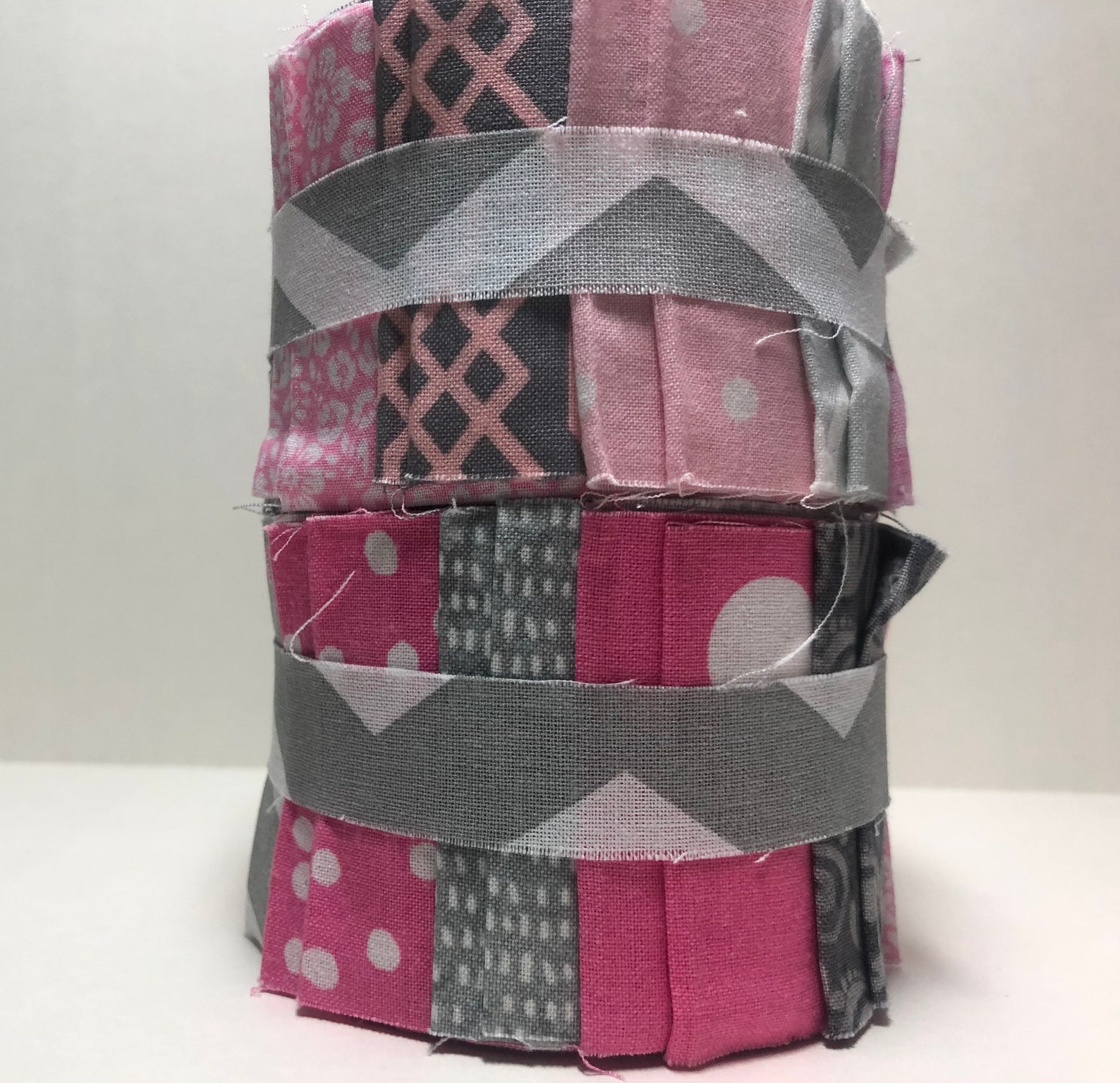 Pink and Gray Quilt Fabric Jelly Roll Strips SEW FUN QUILTS - Etsy