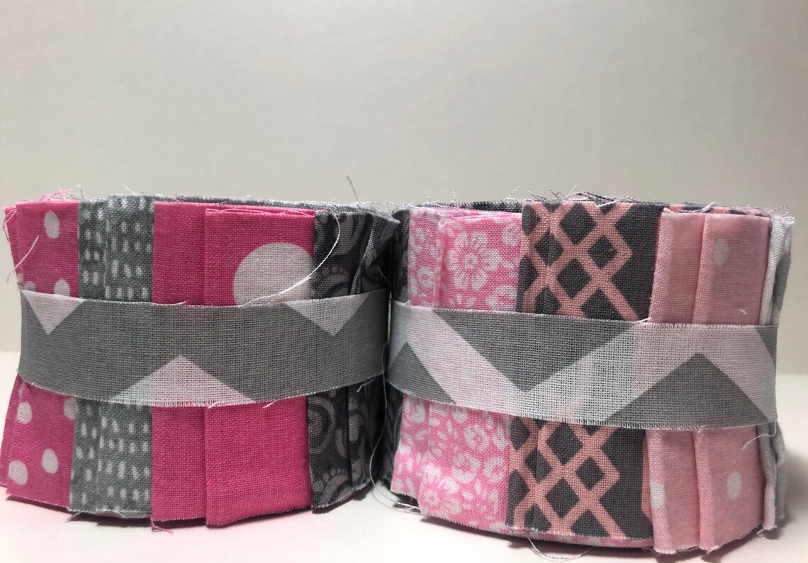 Pink and Gray Quilt Fabric Jelly Roll Strips SEW FUN QUILTS - Etsy