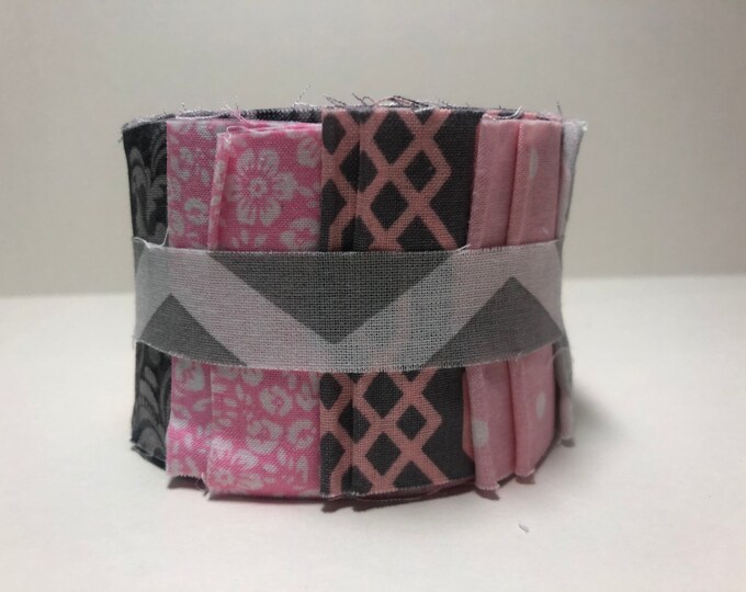 Pink and Gray Quilt Fabric Jelly Roll Strips SEW FUN QUILTS - Etsy