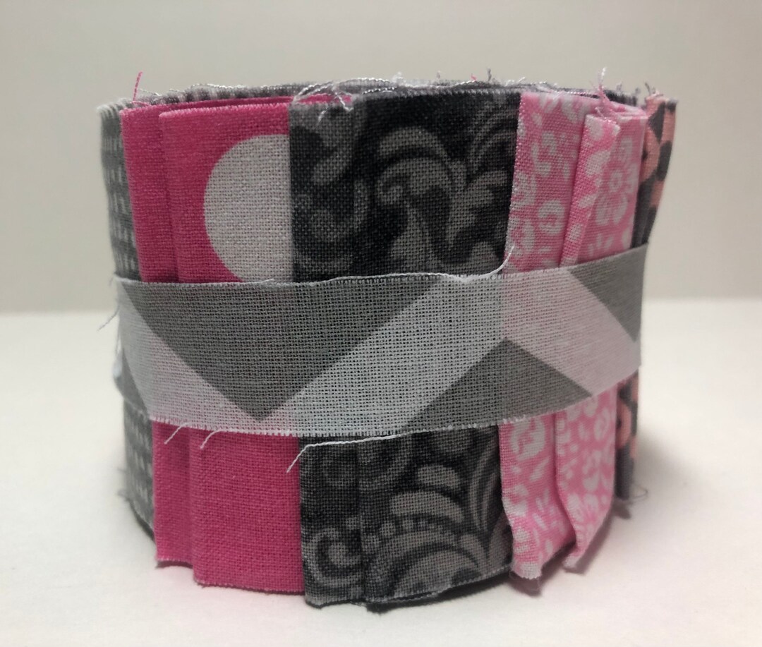 Pink and Gray Quilt Fabric Jelly Roll Strips SEW FUN QUILTS - Etsy