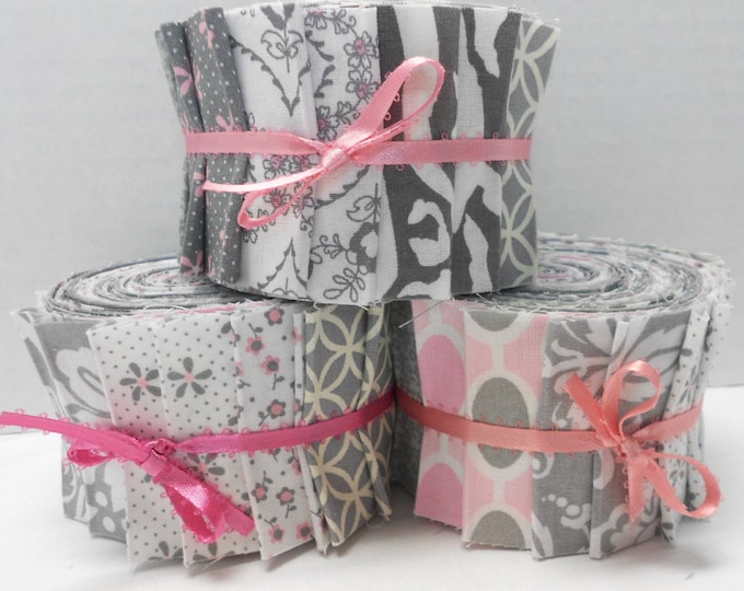 Pink and Gray Quilt Fabric Jelly Roll Strips - SEW FUN QUILTS Time ...