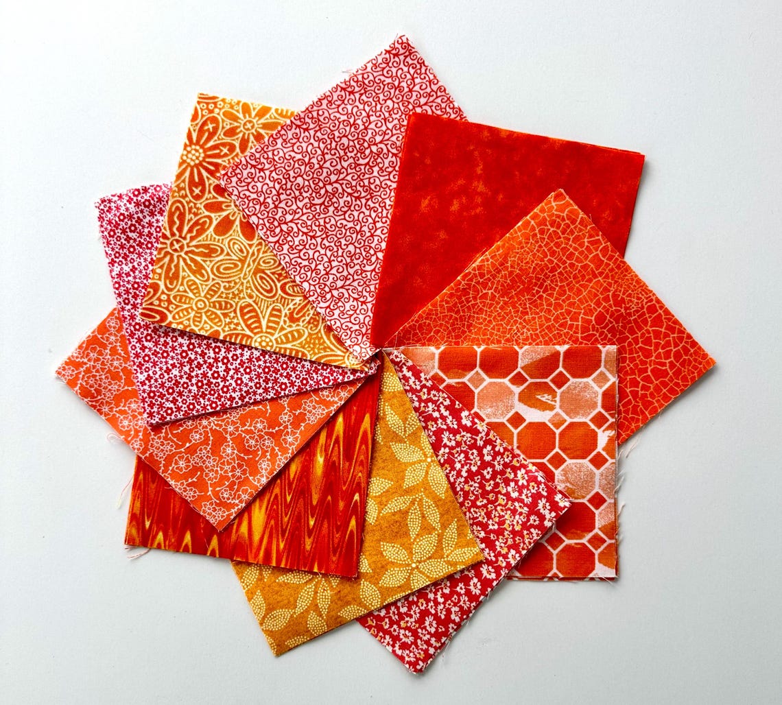 Orange Quilt Fabric Charm Squares - SEW FUN QUILTS Time Saver Quilt Kit ...