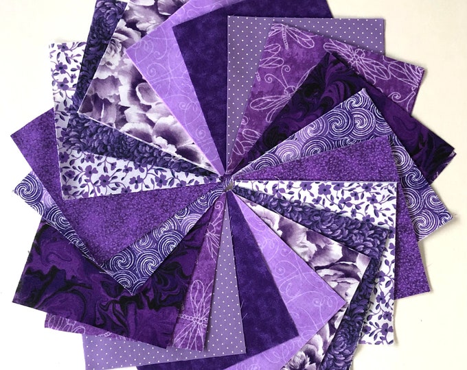 Purple Quilt Fabric Charm Squares - 30 -5” Squares- Quilt Kit, Quilt ...
