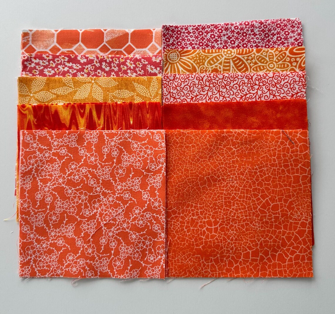 Orange Quilt Fabric Charm Squares - SEW FUN QUILTS Time Saver Quilt Kit ...