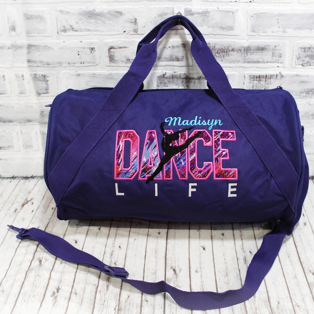 Personalized Dance Life Retro Sparkle Pink on Purple Bag for Dance ...