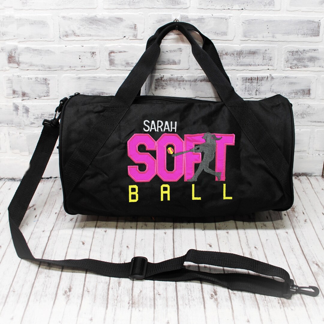 Personalized Softball Bag for Girls Softball Coach Small Black Duffle ...