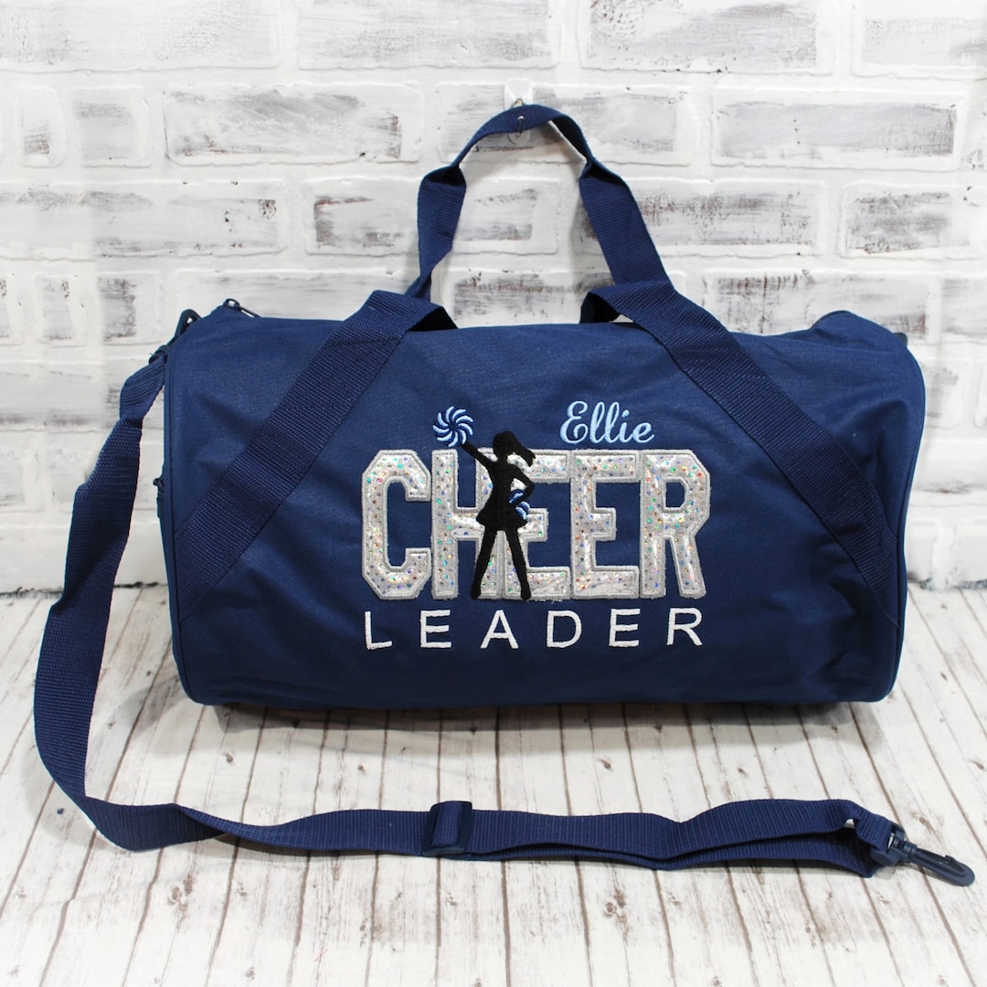 Personalized Navy Cheer Bag: Silver Shimmer Duffle, Custom Name - Etsy