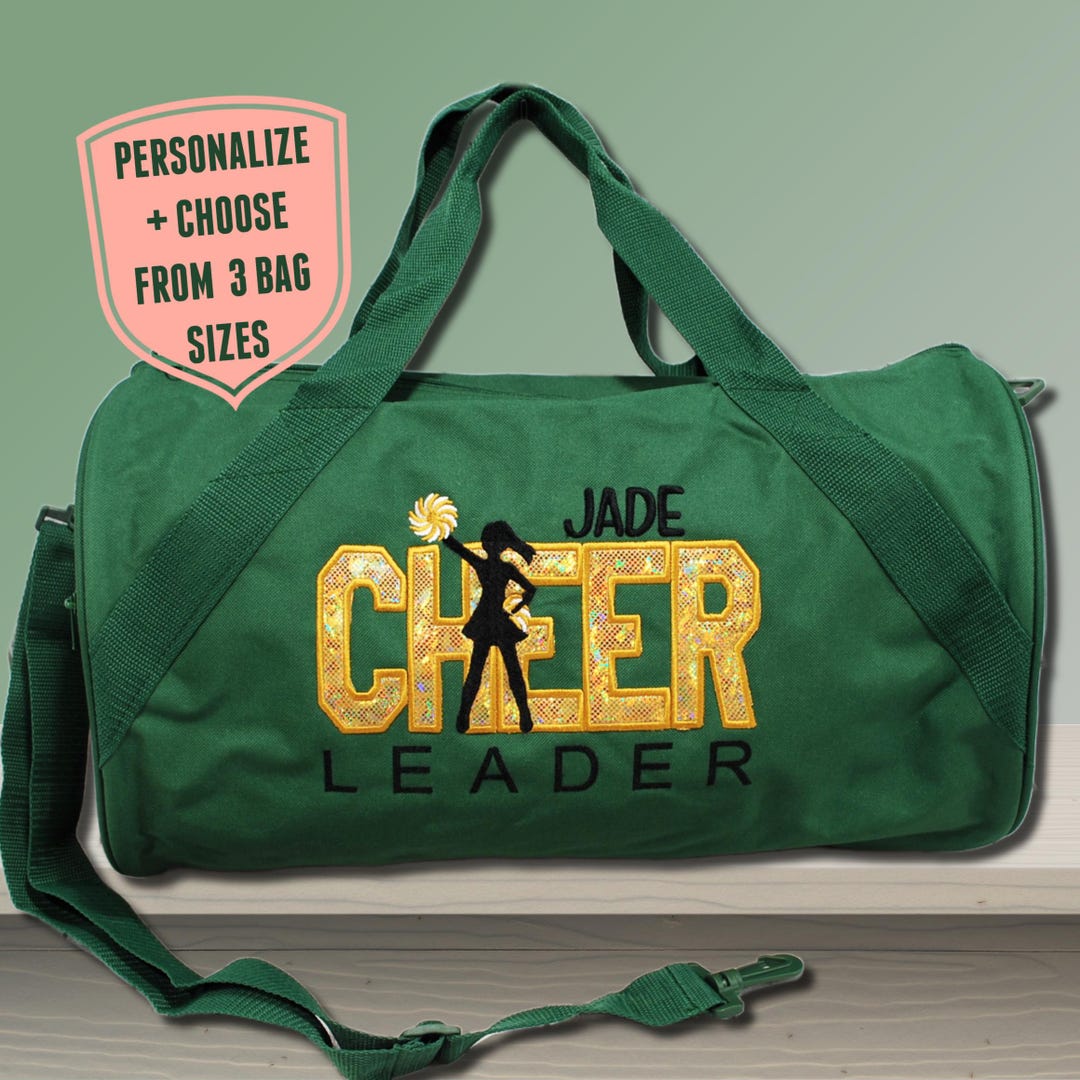 Personalized Cheer Bag: Green & Gold Shimmer, Cheerleader Gift - Etsy