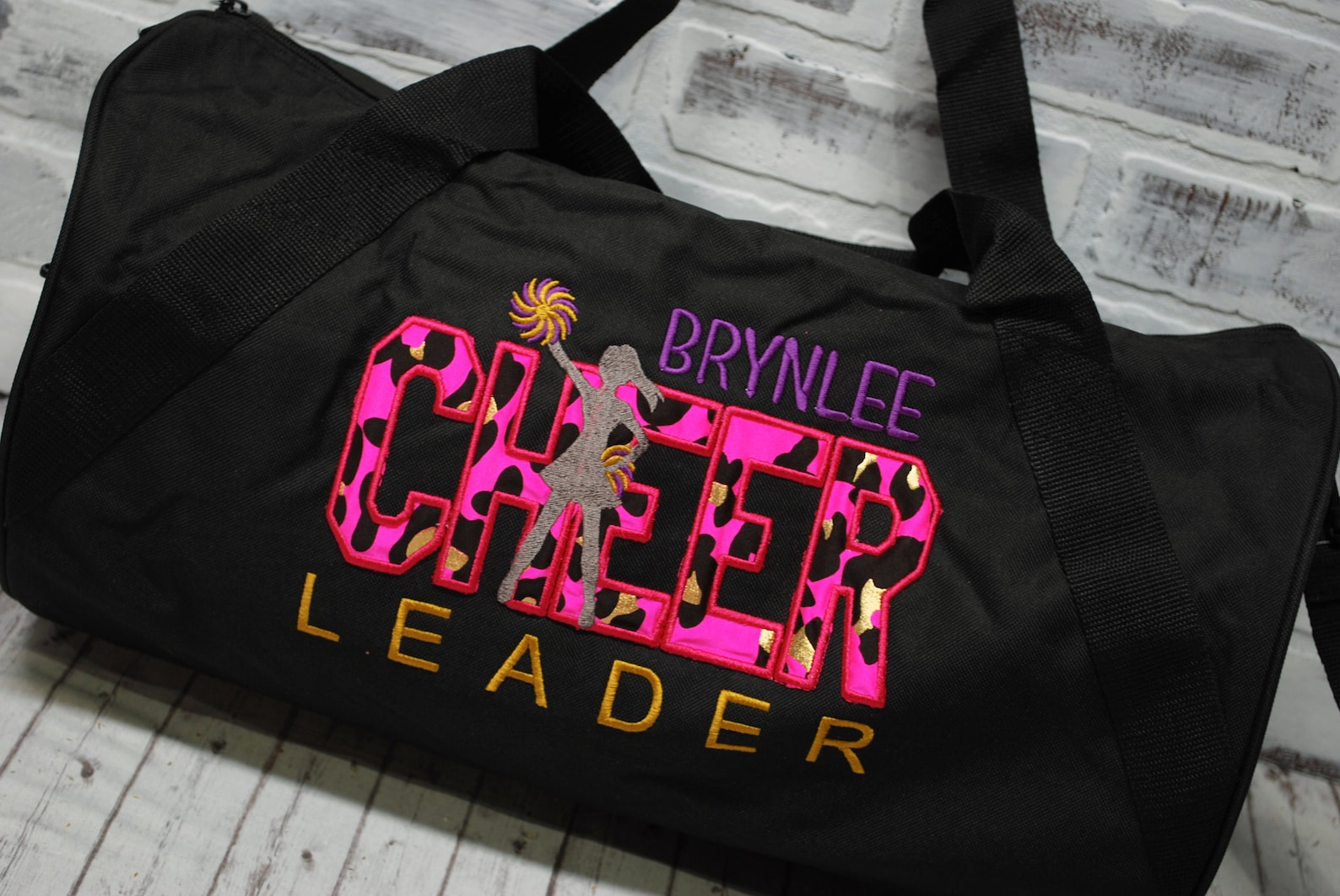 Personalized Girl's Cheer Bag Bright Pink Gold Leopard - Etsy