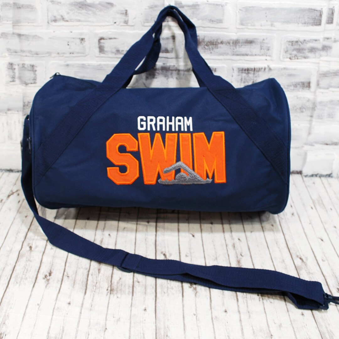 Personalized Swim Custom Color Duffle or Tote Bag Swim Team Small Navy ...