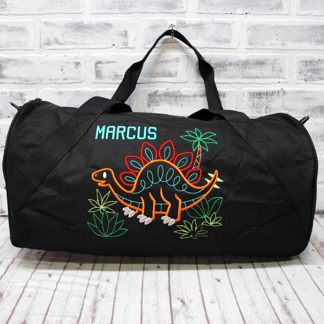 Personalized Kids Dinosaur Bag for Boys Travel Bag Small Black Duffle ...