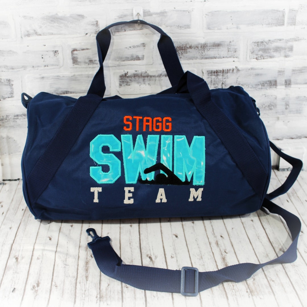 Personalized Swim Duffle or Tote Bag Swim Team Small Navy Duffle Bag ...