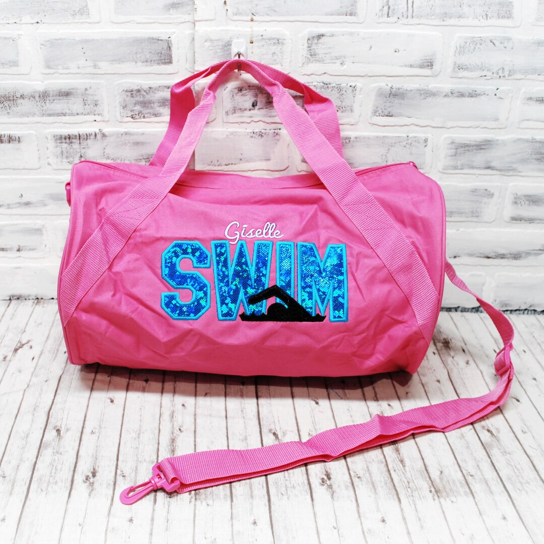 Personalized Blue Shimmer Swim Bagcustom Bag Color Small Pink Duffle ...