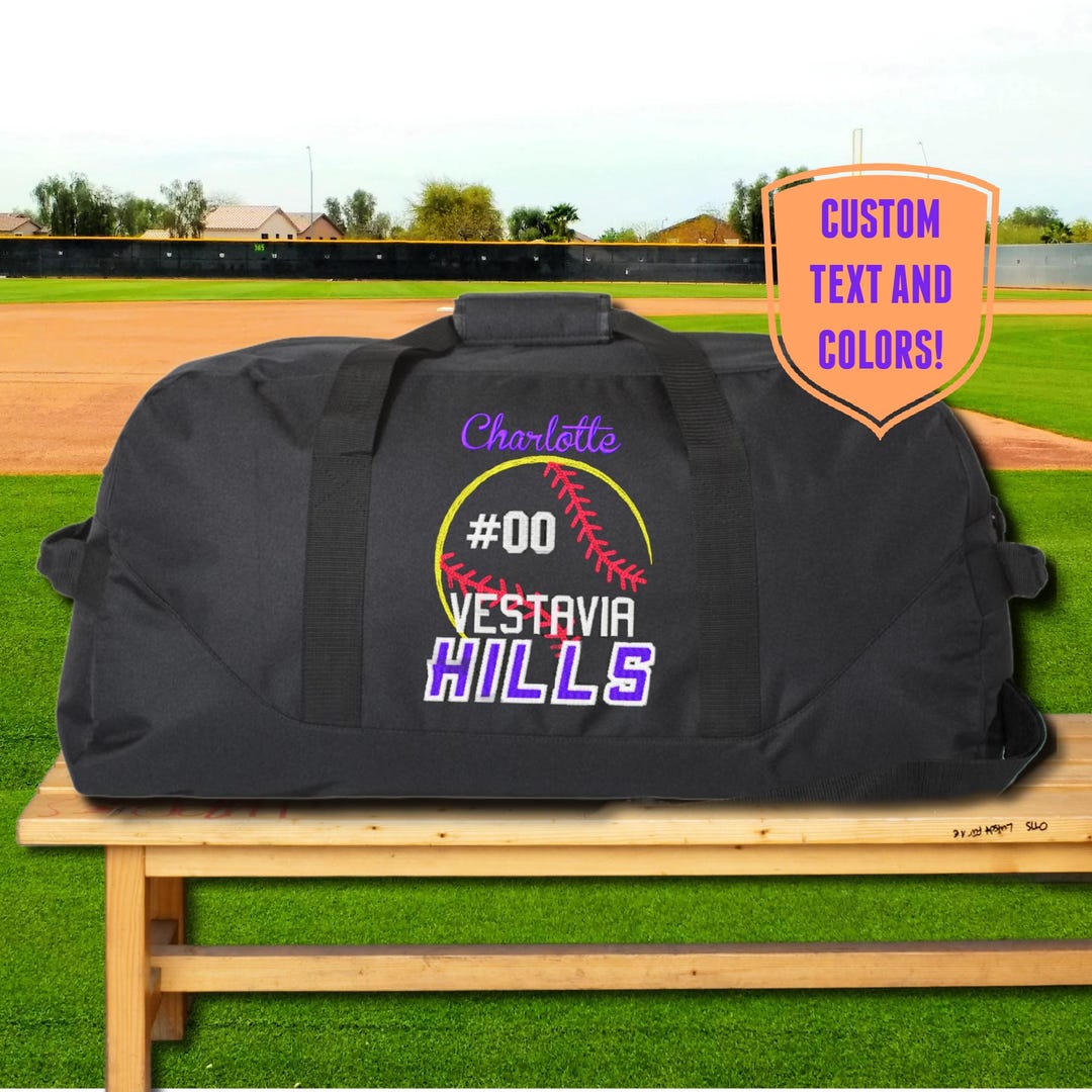Personalized Softball Bag Custom Text Softball Team Tote Bag Duffle Bag ...