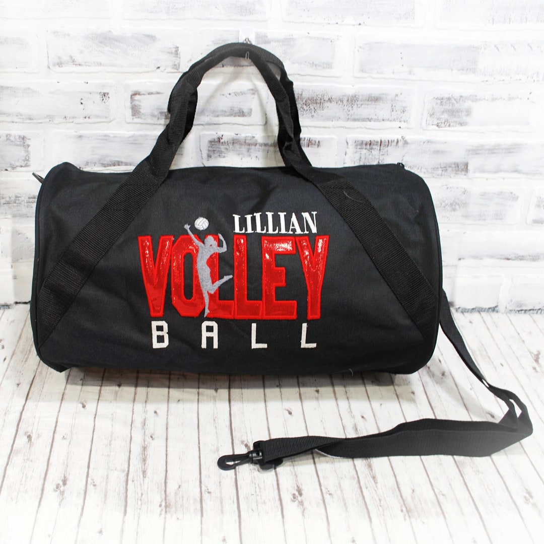 Personalized Volleyball Black Red Bag Girls Libero Hitter Setter Club ...