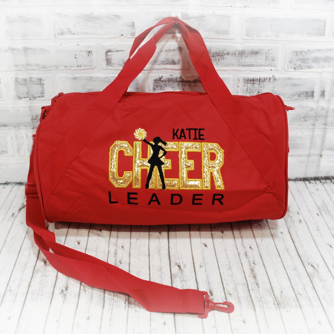 Personalized Gold Cheer Bag Custom Bag Color Small Red Duffle Bag Shown ...