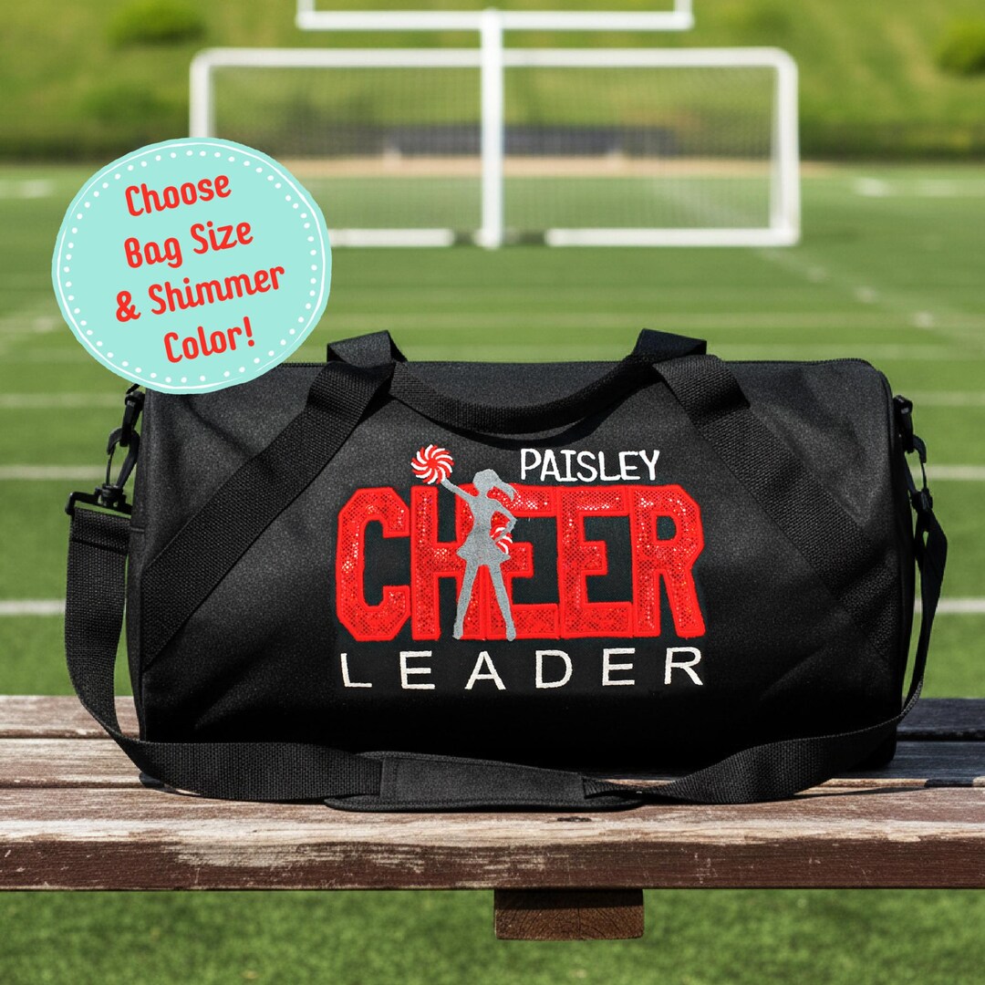 Personalized Cheerleader Duffle Bag: Red & Silver Applique, Custom ...