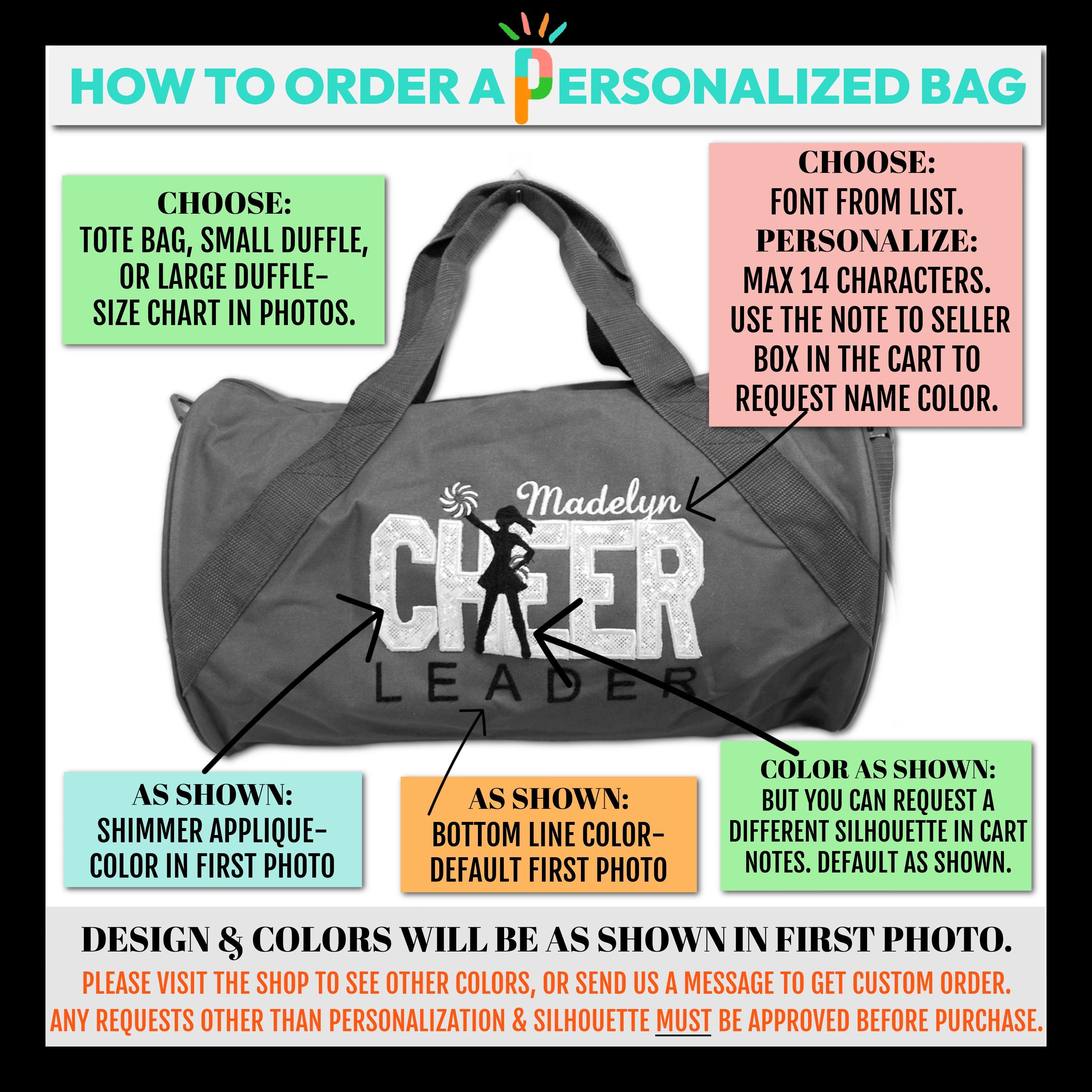 Personalized Cheer ORANGE Cheerleader Bag Boy Cheerleader Girl Cheer ...