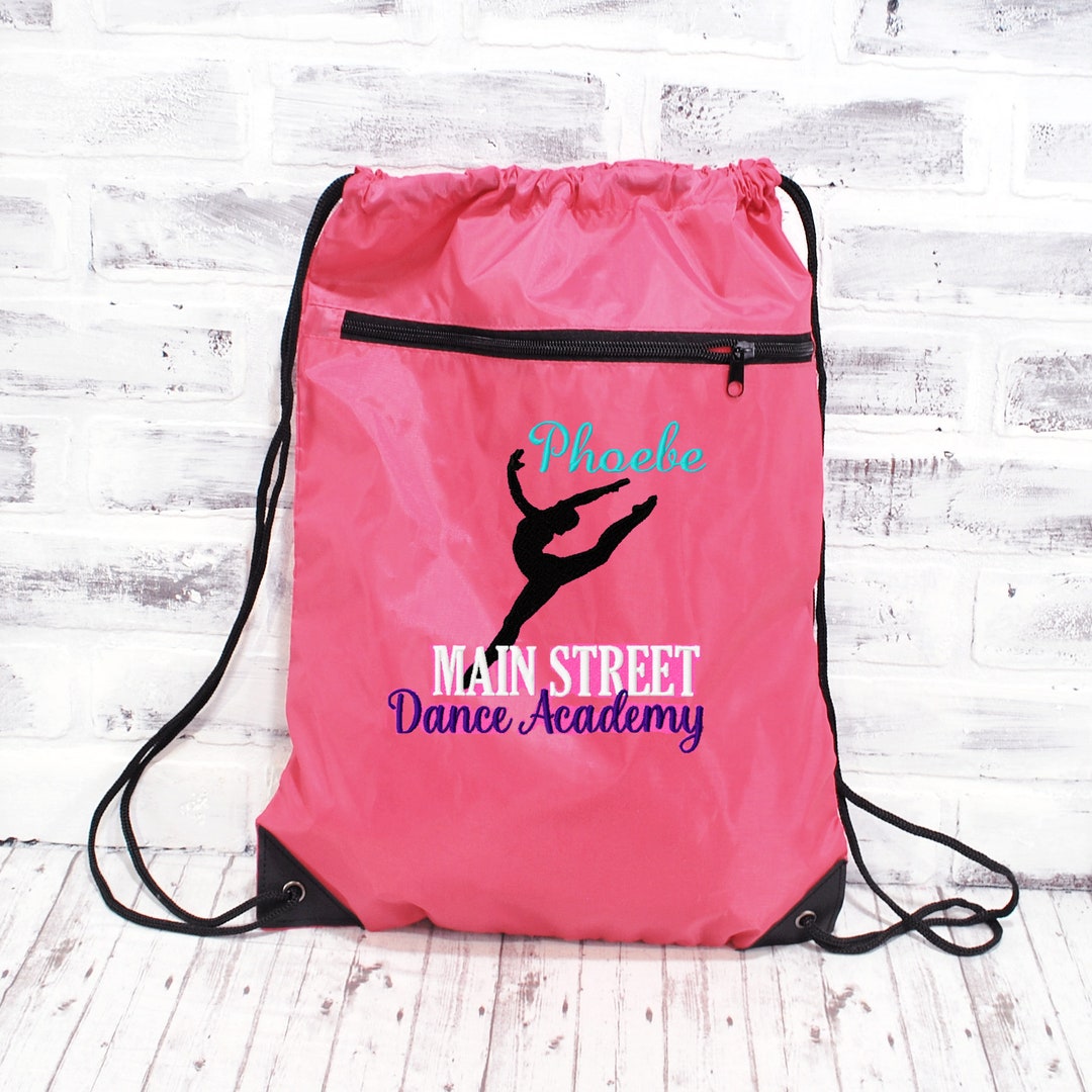 Personalized Dance Pink Cinch Sack Drawstring Backpack 3 Lines of ...