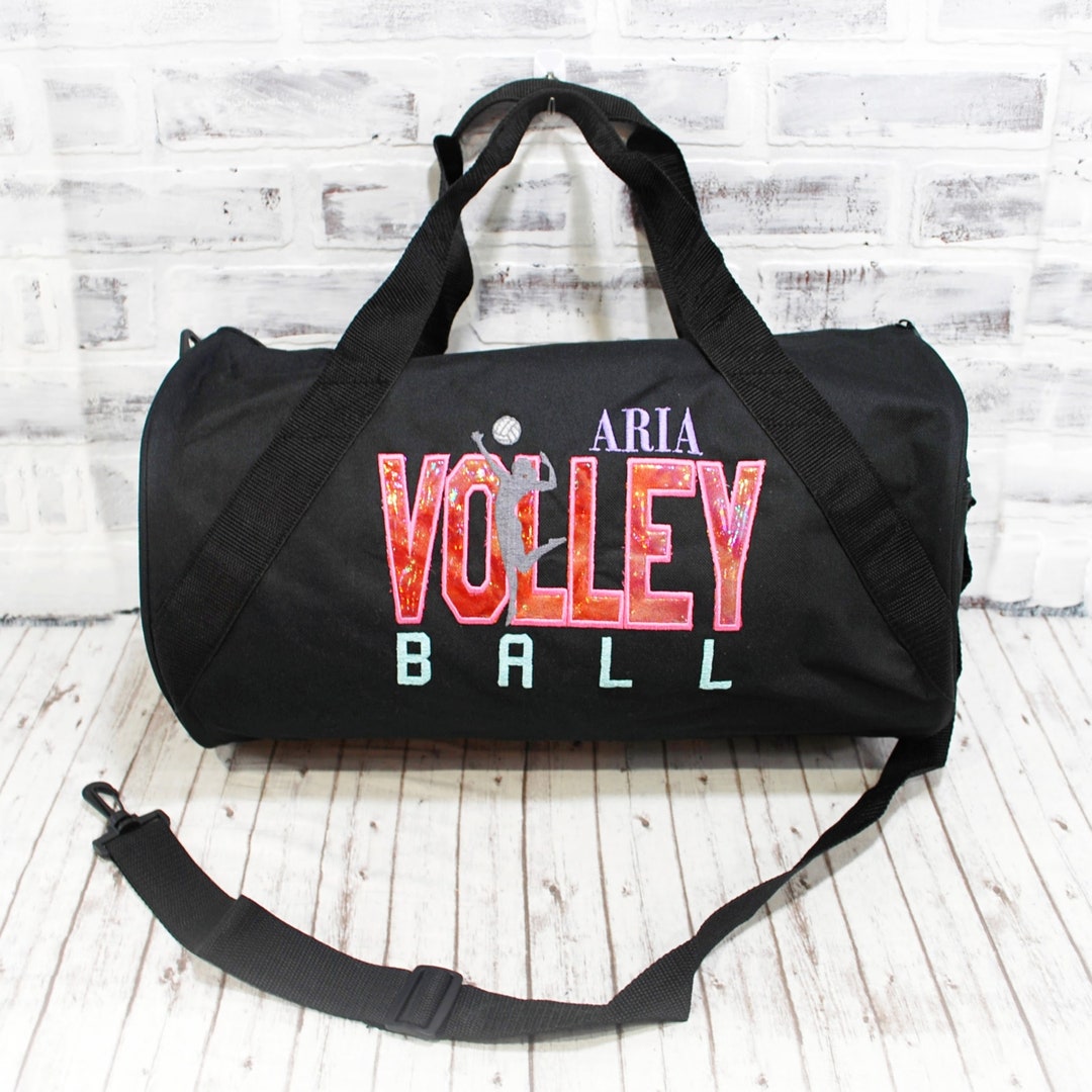 Personalized Volleyball Bag Black Duffle Bag With Pink/purple With Red ...