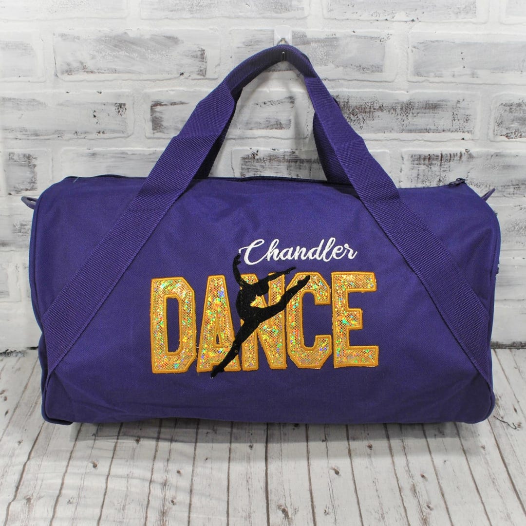 Personalized Dance Gold Sparkle Purple Bag for Dance Practice Tote Bag ...