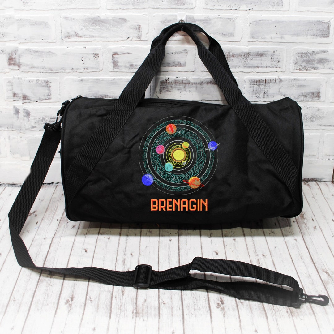 Personalized Kids Solar System Duffel or Tote Small Black Duffle Shown ...