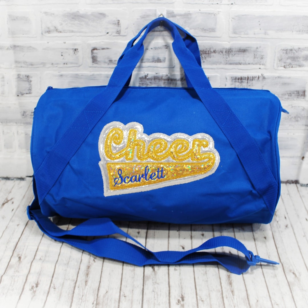 Sparkle Royal Blue Gold Cheer Bag With Name for Girl Royal Cheer Duffle ...