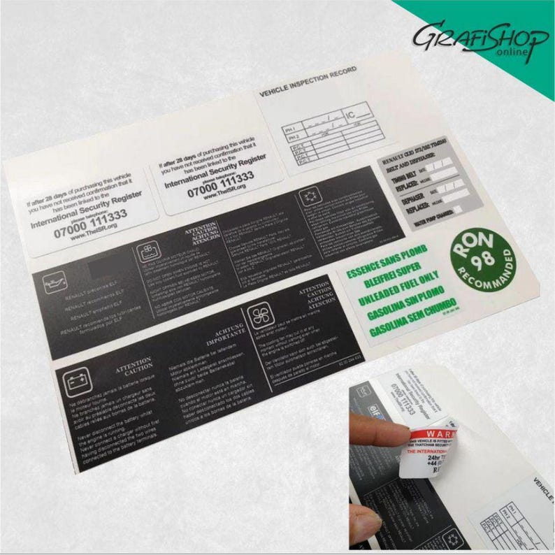 Engine Bay Labels for Clio MK2 182 Sport Facelift Stickers / Decals ...