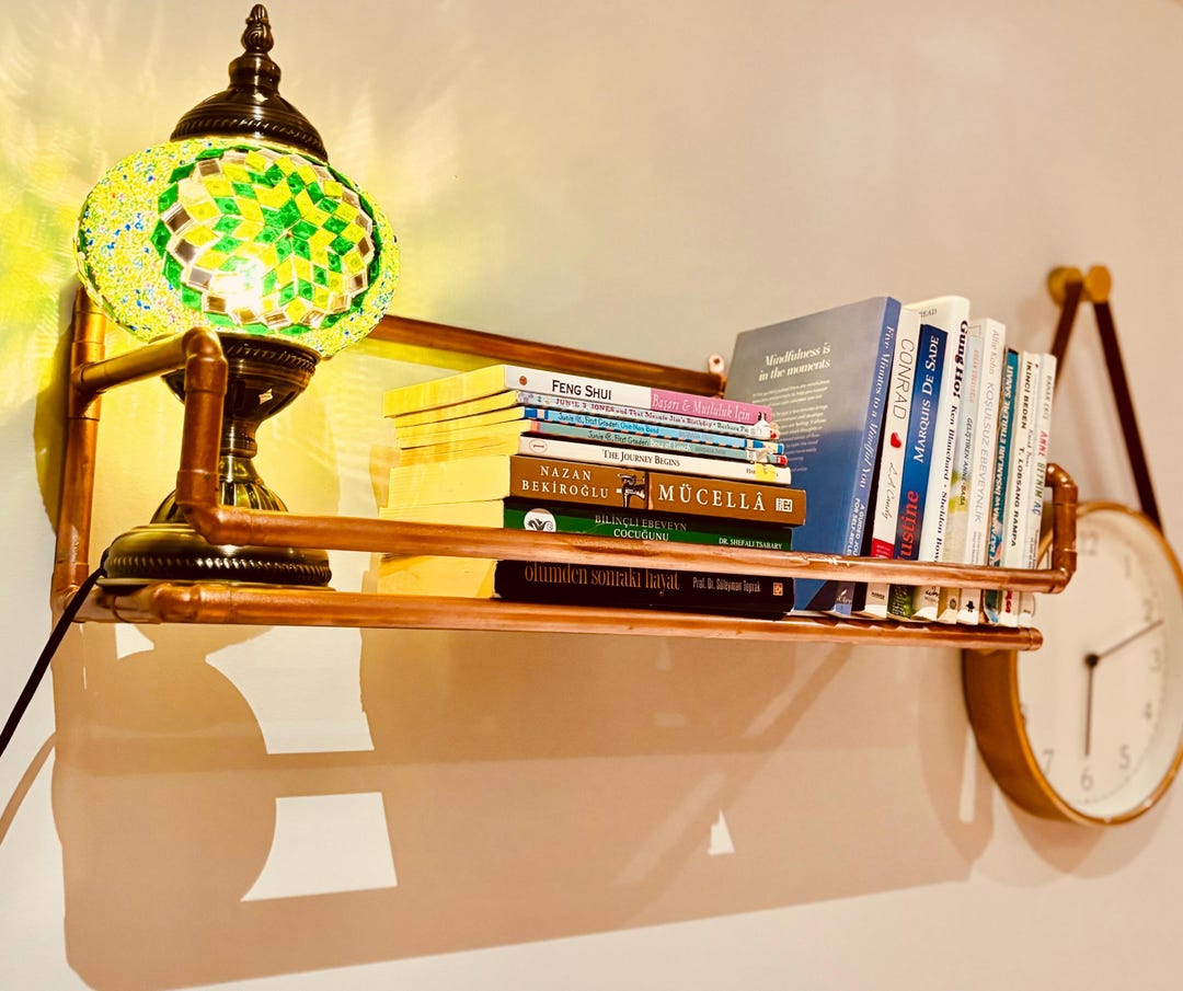 Book Shelf, Copper Pipe Book Shelf, Decorative Book Shelf, Home Decor ...