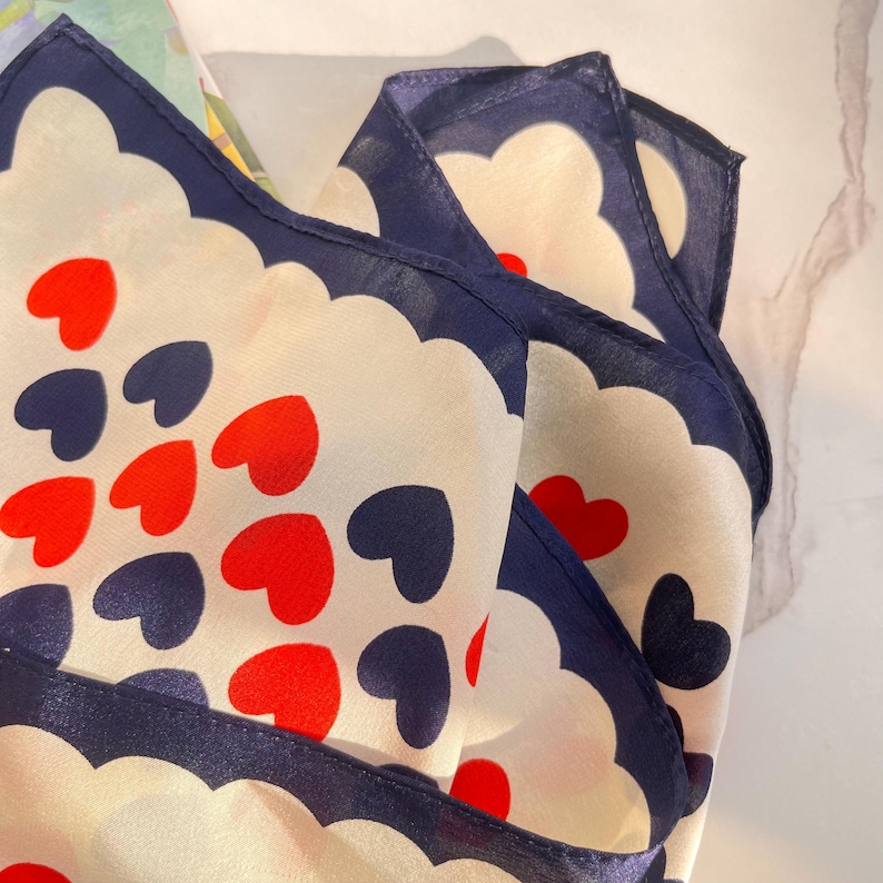100% Mulberry Silk Heart Print Scarf 53×53cm | Valentine’s Gift for Her ...