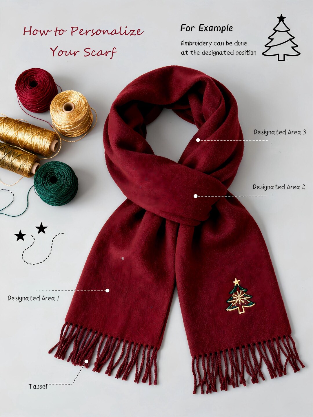Personalized Embroidered Cashmere Scarf - Custom Name or Initial Wool ...