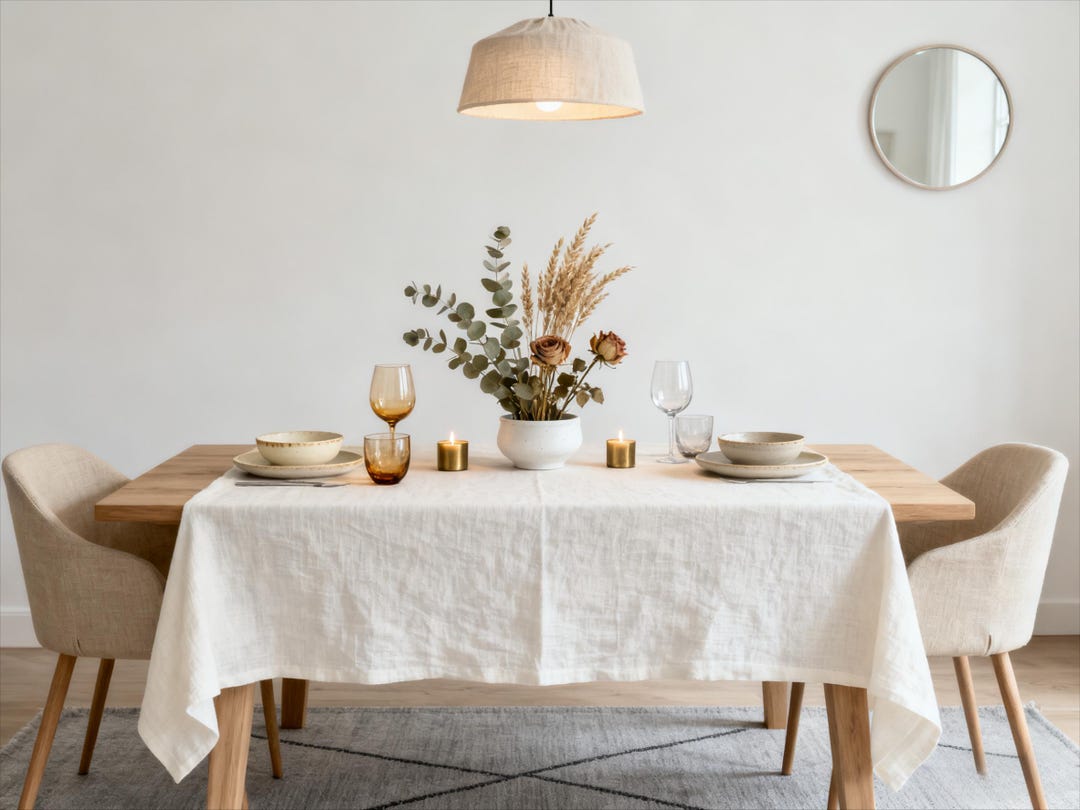 Custom Linen Tablecloth | Natural Stonewashed Table Cover ...