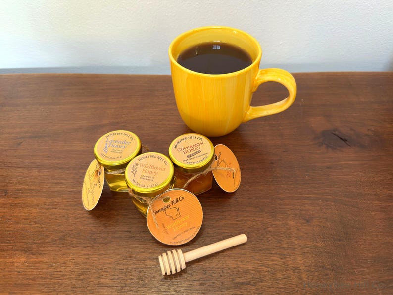Mini Honey Gift Set, Raw Honey Trio, Wedding Favor, Hostess Gift, Tea ...