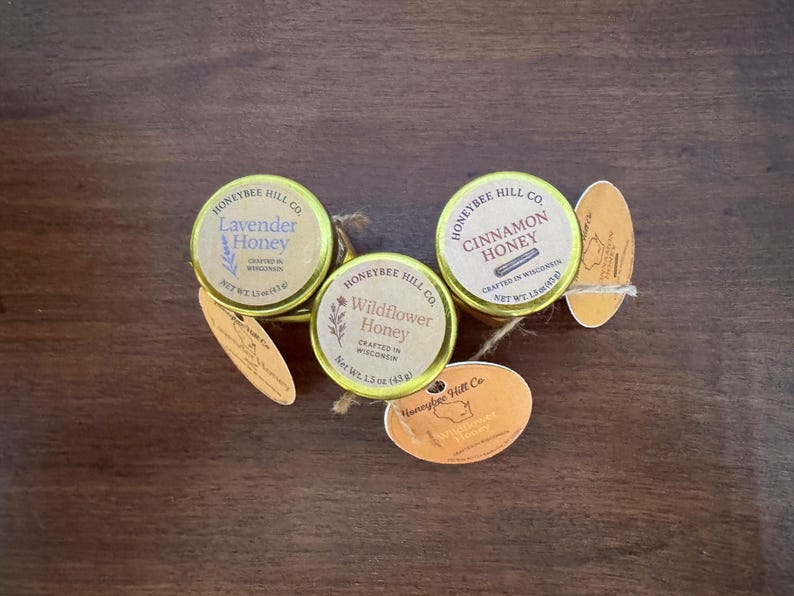 Mini Honey Gift Set, Raw Honey Trio, Wedding Favor, Hostess Gift, Tea ...