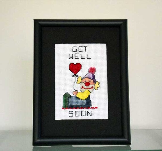 Get Well Soon Clown Cross Stitch Finished and Framed | Etsy