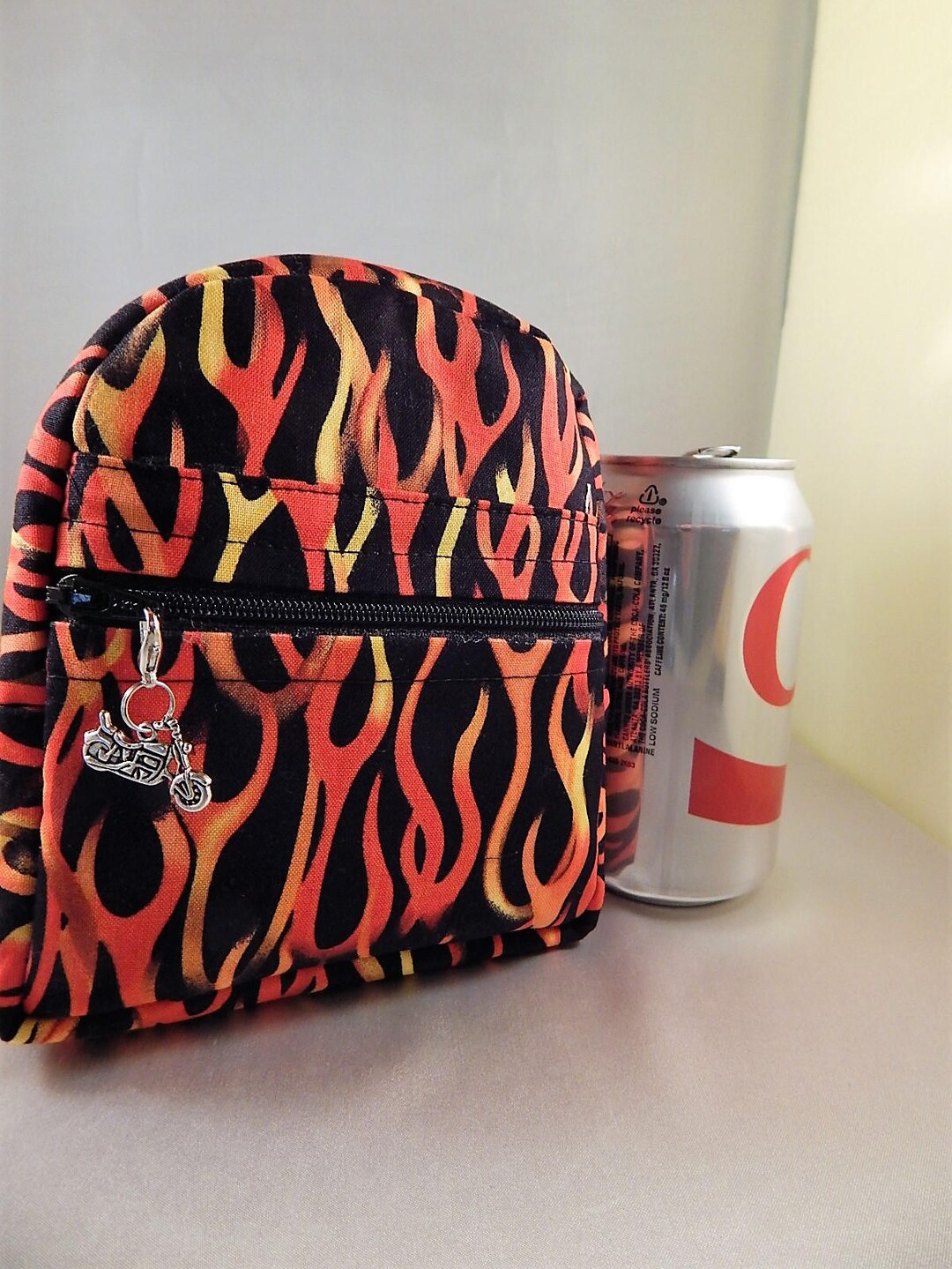 Mini Backpack Fire Flames Black Orange Motorcycle Charm Grad - Etsy