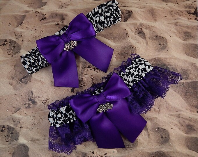 Racing Purple Satin Purple Lace Checkered Flag Charm Motocross - Etsy