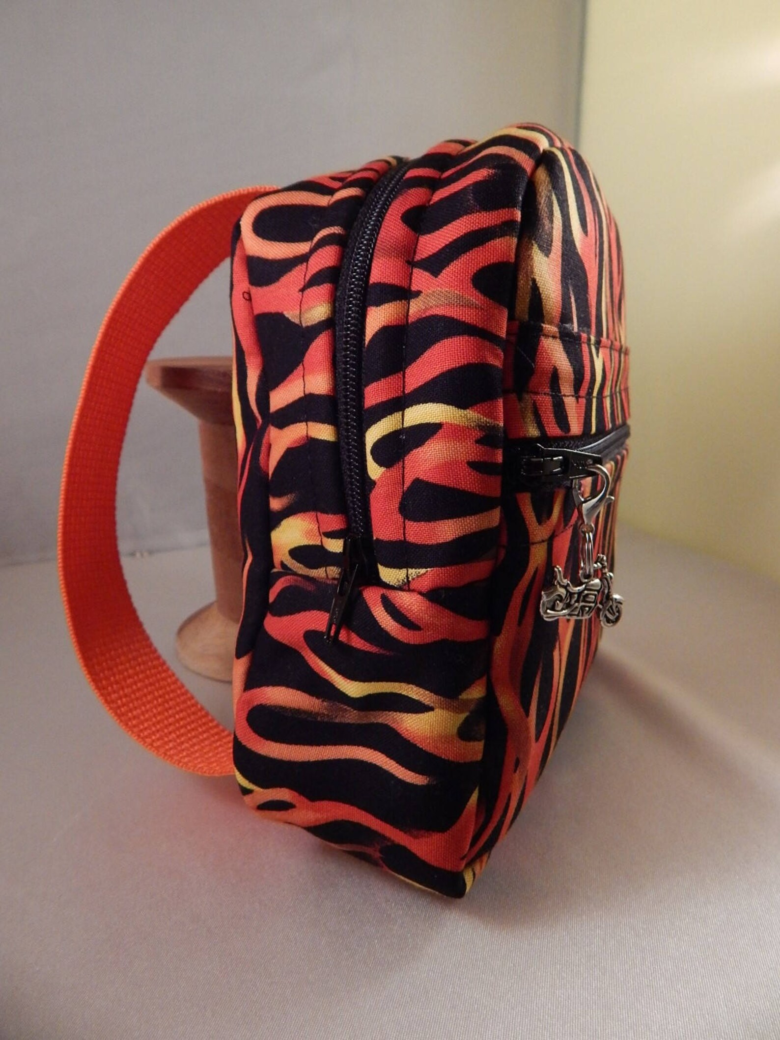 Mini Backpack Fire Flames Black Orange Motorcycle Charm Grad | Etsy