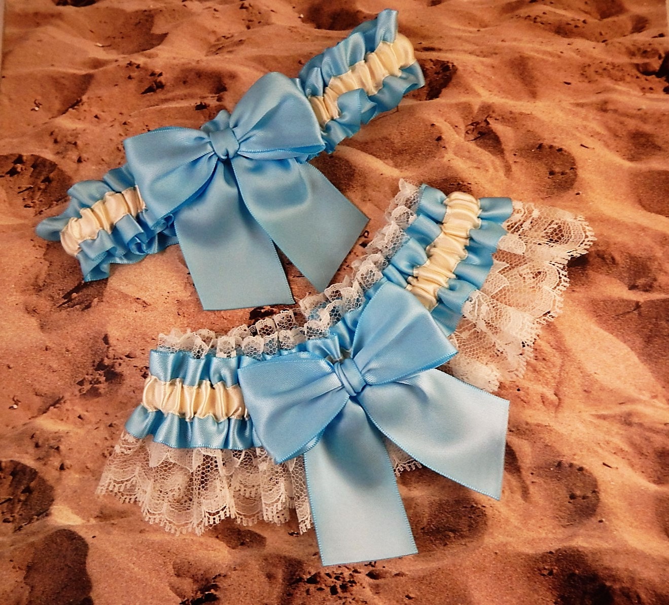 Baby Blue Light Ribbon Ivory Lace Bridal Wedding Garter Toss | Etsy