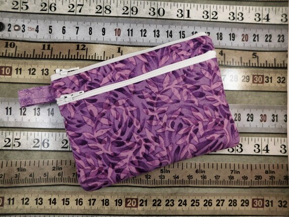 Purple Coin Purse 3 pocket coin pouch credit card wallet key | Etsy