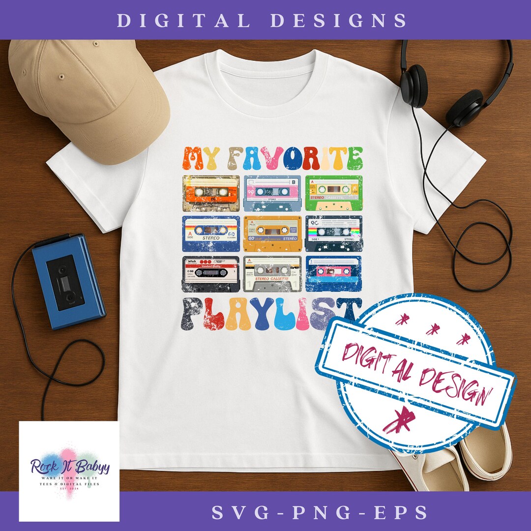 My Favorite Playlist SVG PNG EPS | Retro Cassette Tape Cut File | 80s ...