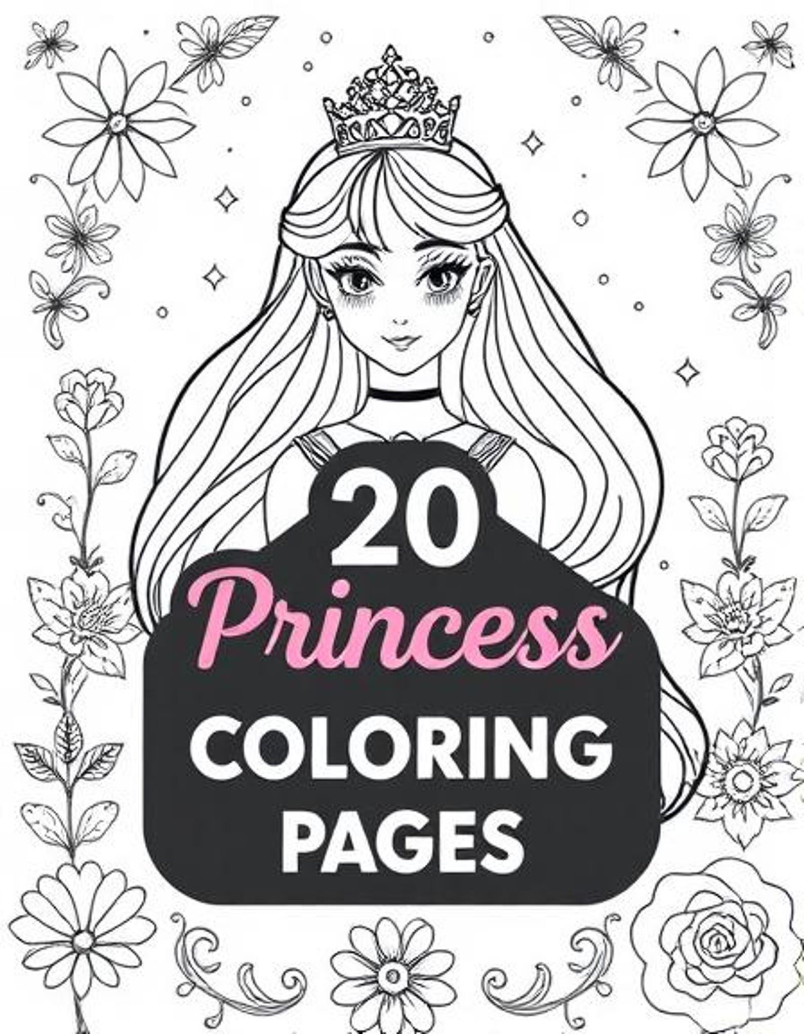 Pretty Princess Coloring Book 20 Pages Girls Coloring Craft - Etsy
