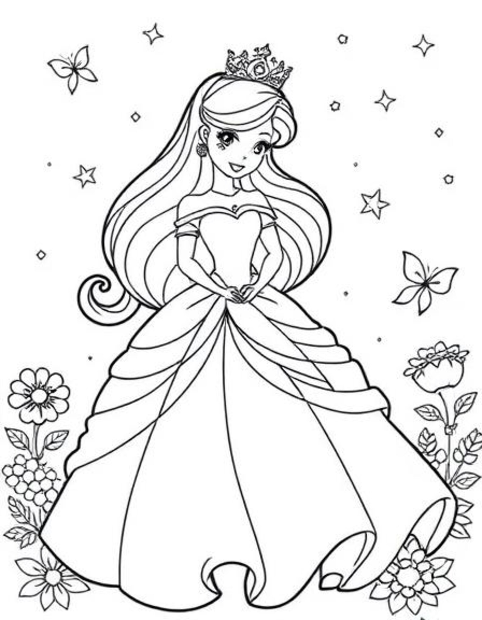 Pretty Princess Coloring Book 20 Pages Girls Coloring Craft - Etsy