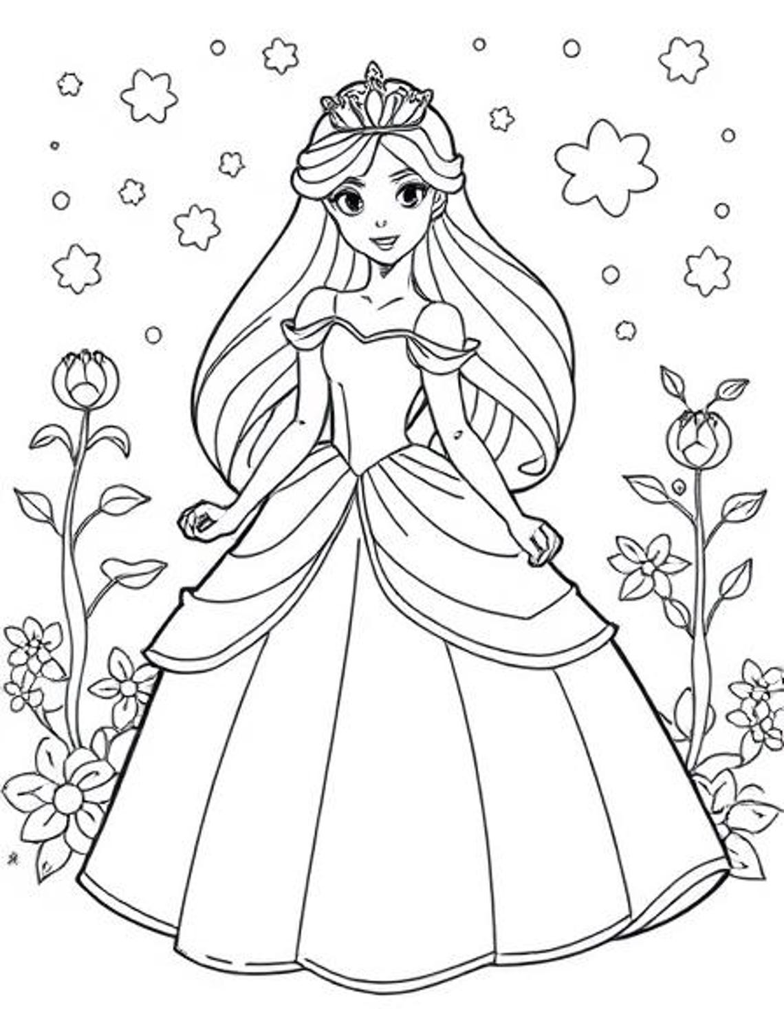 Pretty Princess Coloring Book 20 Pages Girls Coloring Craft - Etsy
