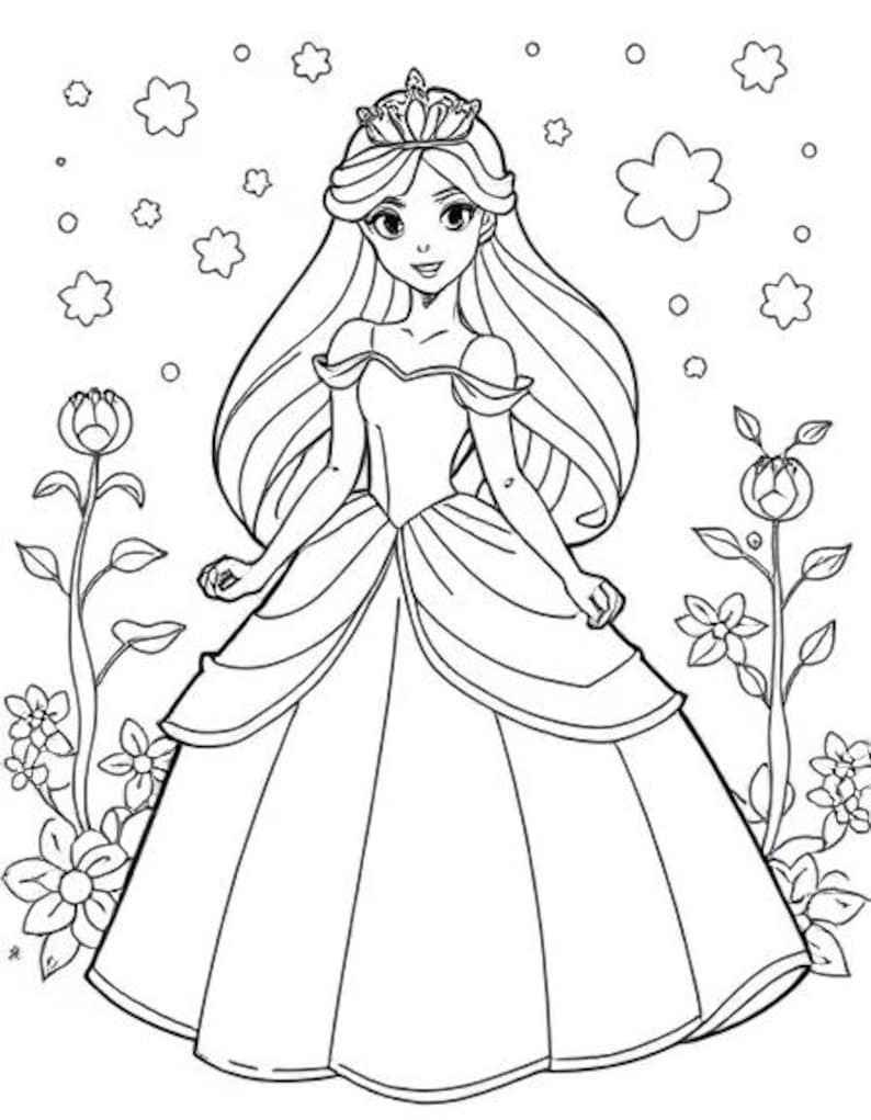 Pretty Princess Coloring Book 20 Pages Girls Coloring Craft - Etsy