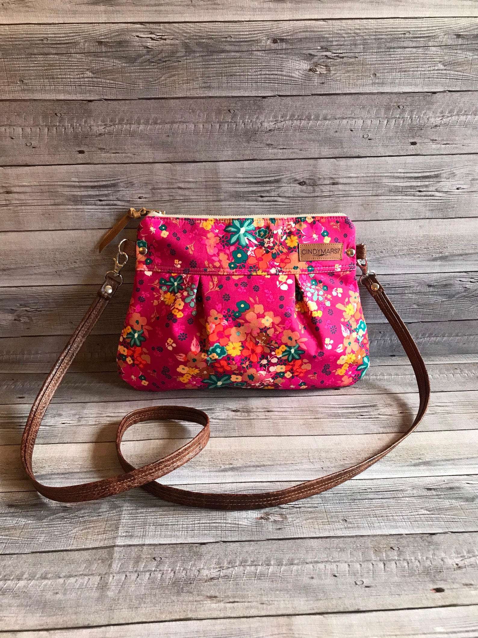 Fuschia Bouquet Crossbody Pleat Small Purse/ Crossbody - Etsy