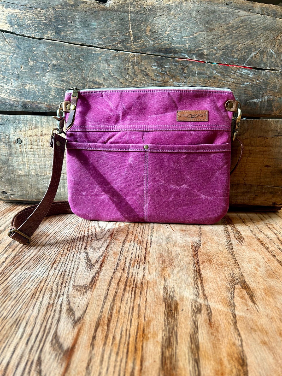 Magenta Waxed Canvas Multi Pocket Crossbody Purse/ Small - Etsy
