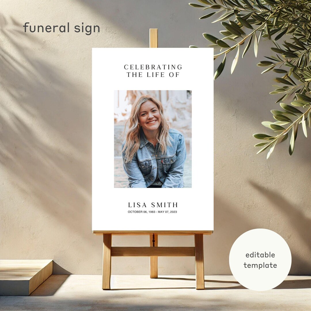 Minimal Funeral Sign, Canva Funeral Template, Simple Funeral Memorial ...