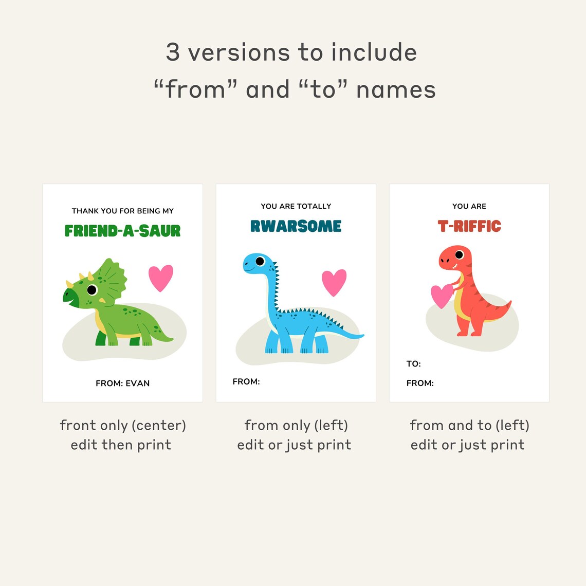 Dinosaur Valentine's Day Cards, Kids Dinosaur Valentines Day Cards ...