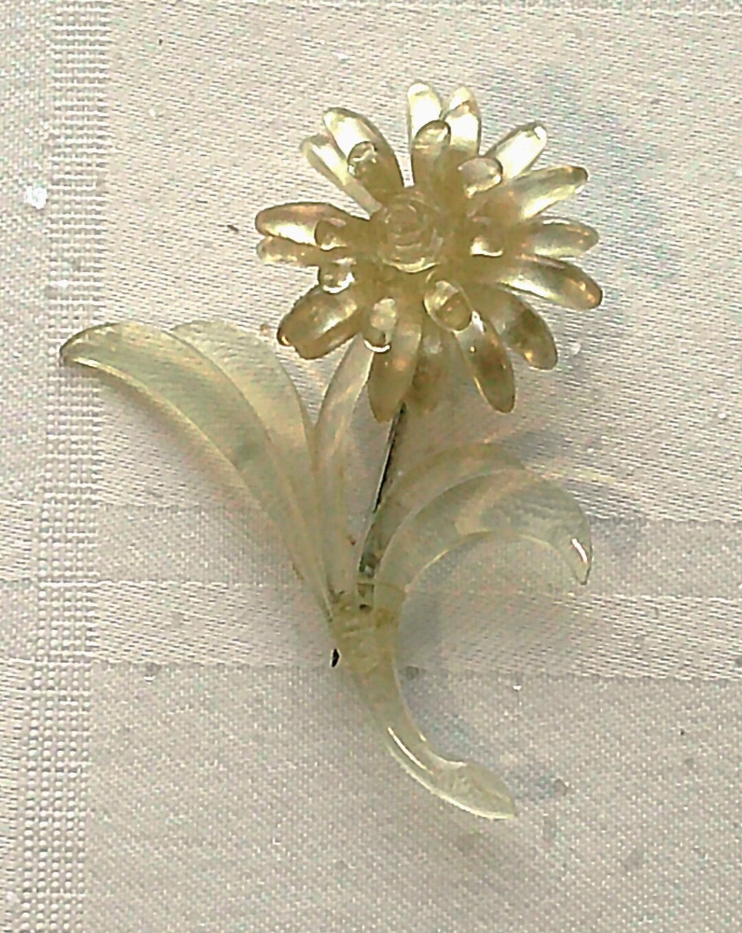 Vintage Clear Lucite Flower Stem and Leaves Brooch Pin - Etsy